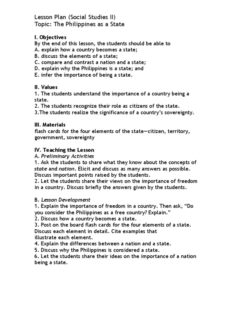 Lesson Plan (Social Studies) | Download Free PDF | Lesson Plan ...