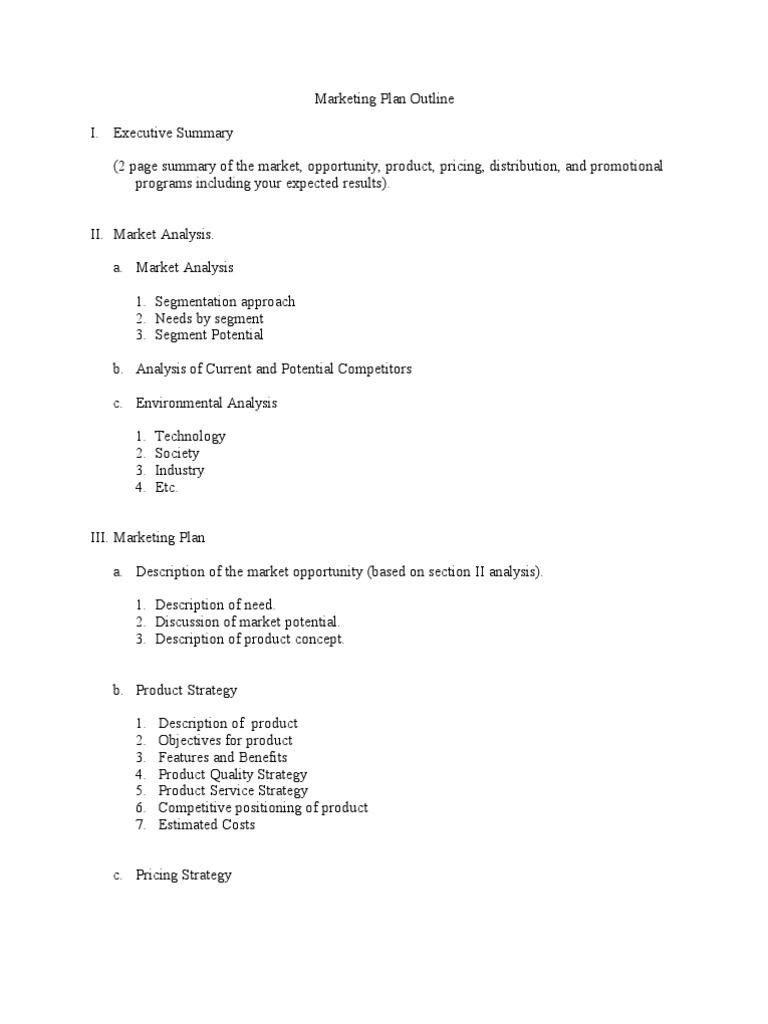 Marketing Plan Outline - MBA | PDF