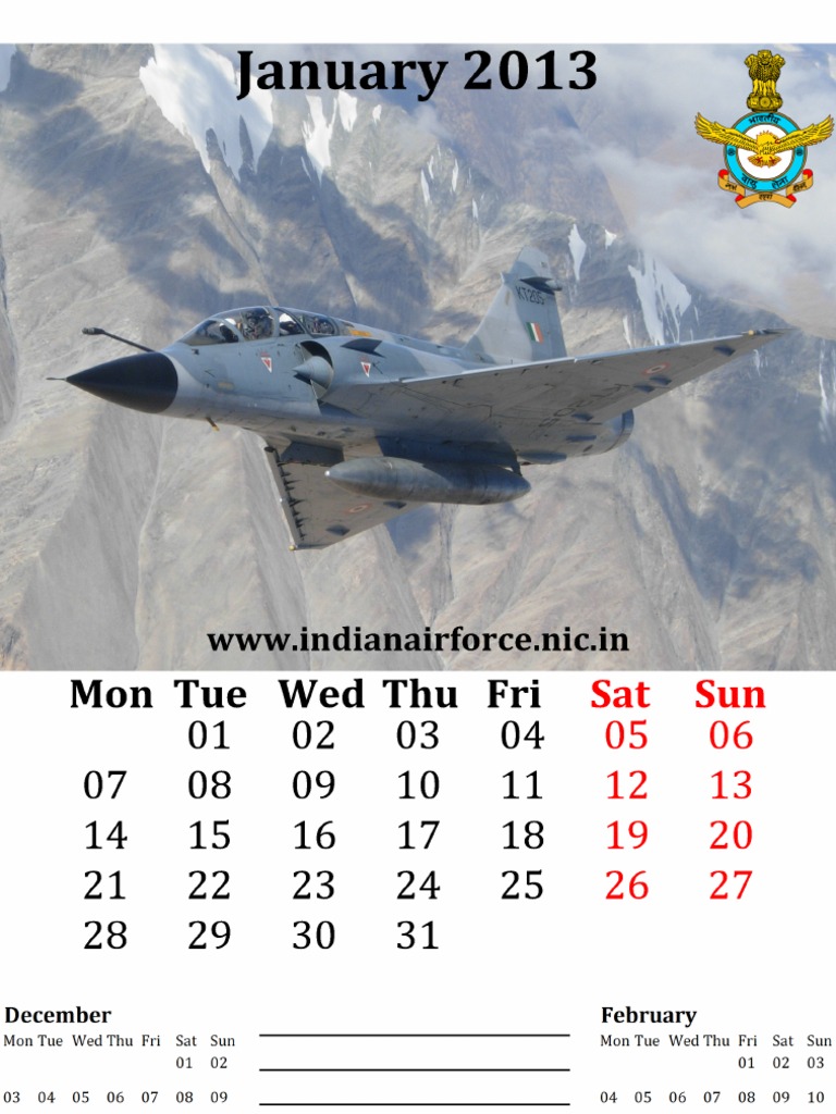 Indian Air Force (IAF) Themed Calendar For 2013 | PDF | Foreign ...