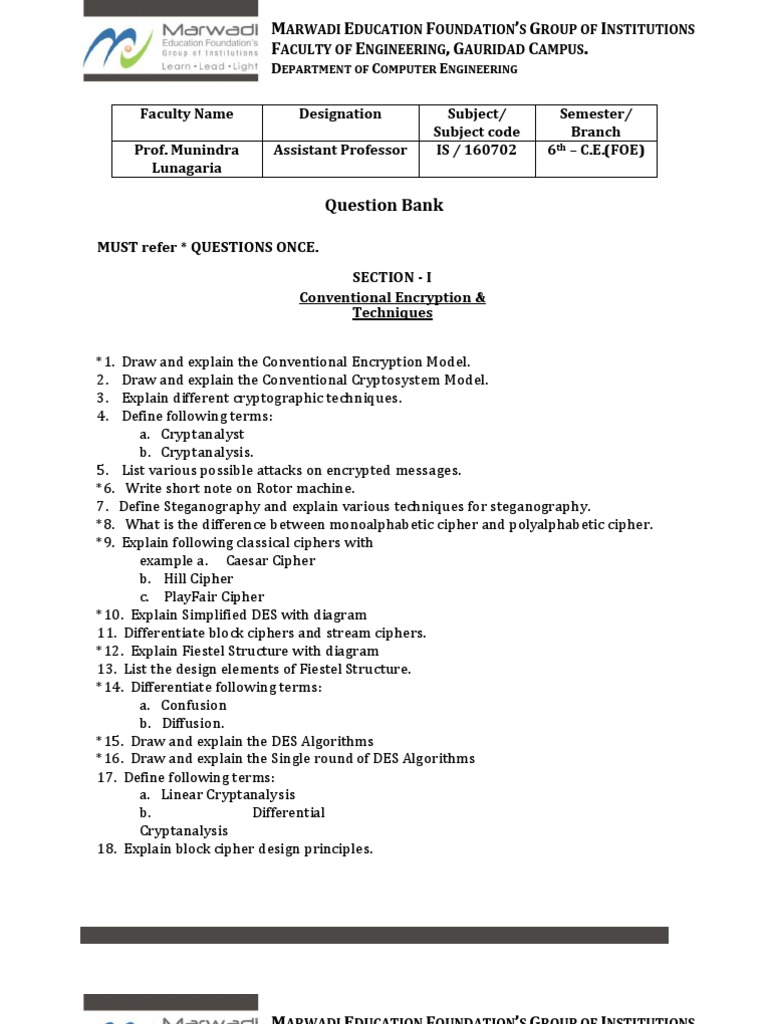 Information Security Question Bank | PDF | Public Key Cryptography ...