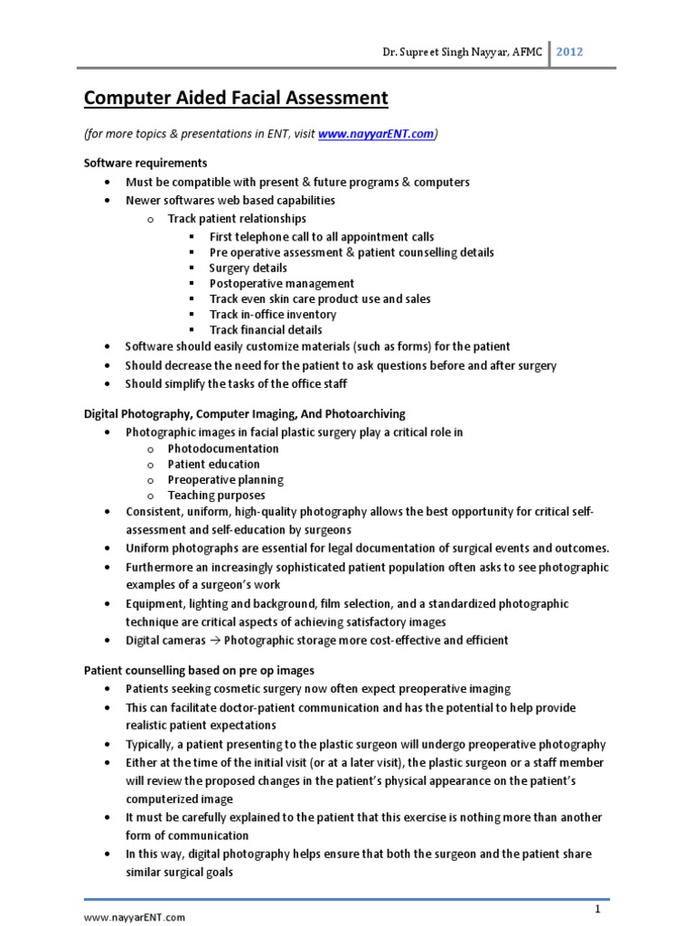 Computer Aided Facial Assessment PDF | PDF | Surgery | Plastic Surgery