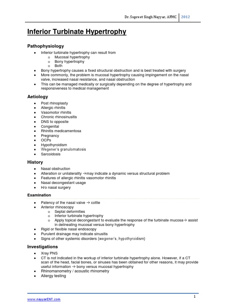 Inferior Turbinate Hypertrophy.pdf | Medicine | Diseases And Disorders