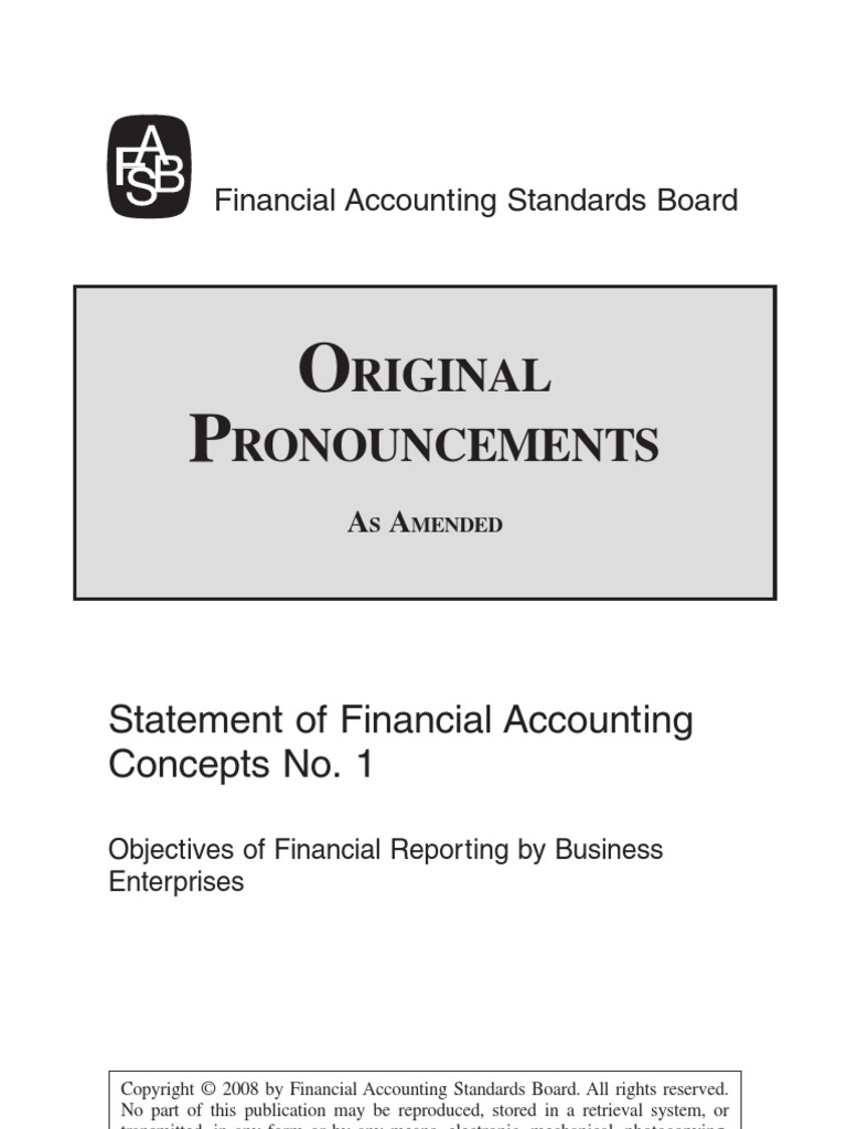 SFAC 1 Objective of Financial Reporting | PDF | Securities (Finance ...