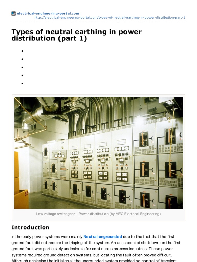 Types of Neutral Grounding Systems | PDF | Electric Power System ...