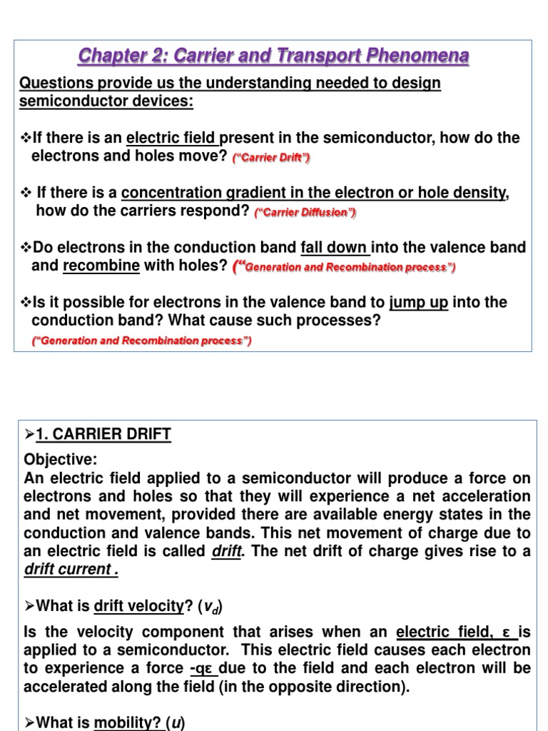 Chapter 2 - Carrier Transport Phenomena | PDF | Semiconductors ...