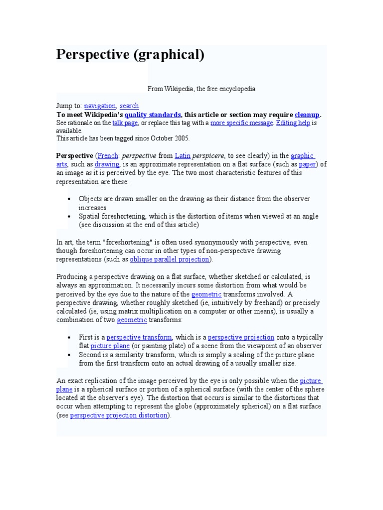 A Detailed Explanation of Perspective in Graphical Art | PDF ...