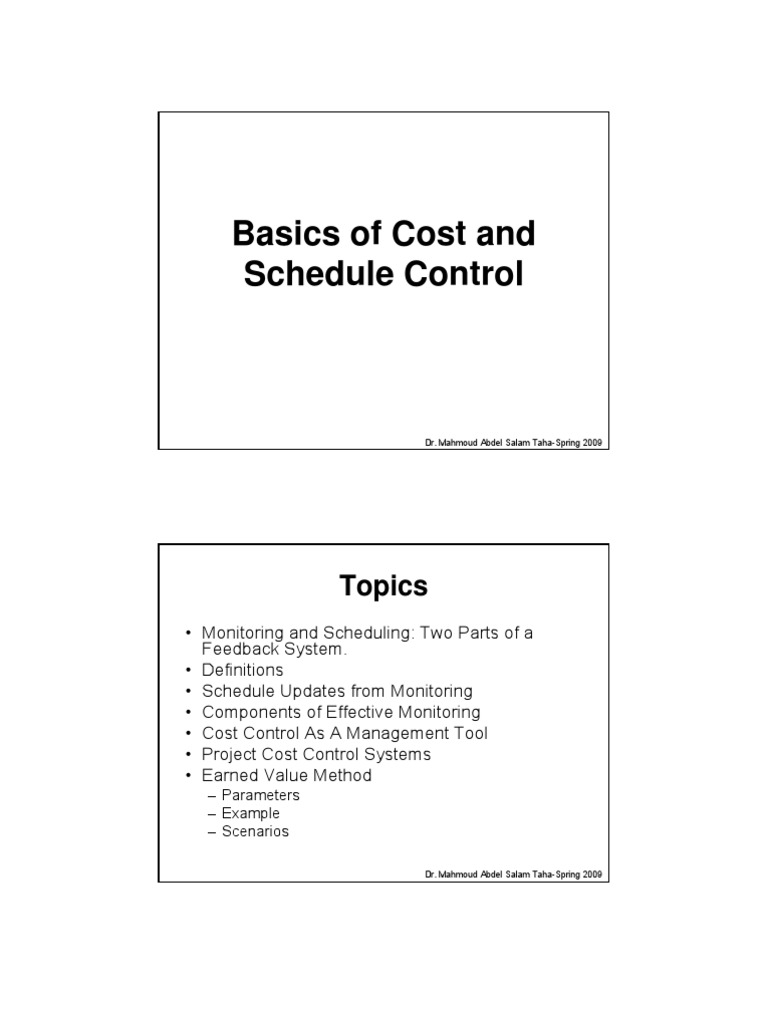 Cost and Schedule Control Basics | PDF
