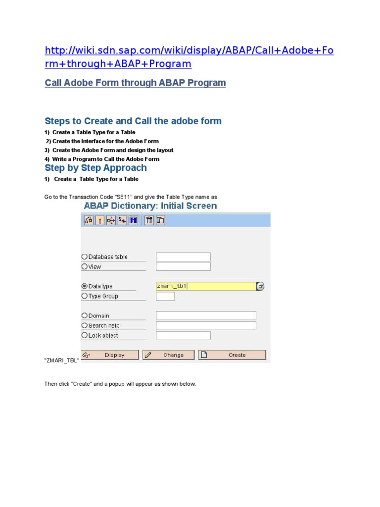 Call Adobe Form Through ABAP Program | PDF | Subroutine | Software Engineering