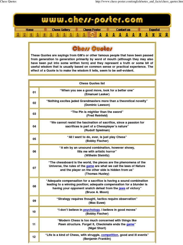 Top 40 Chess Quotes from Grandmasters | PDF | Chess | Chess People