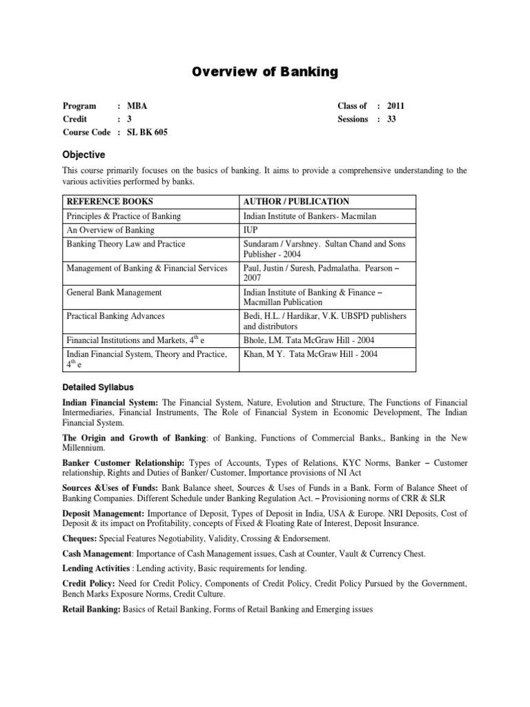 Overview of Banking: Objective | PDF | Deposit Account | Banks