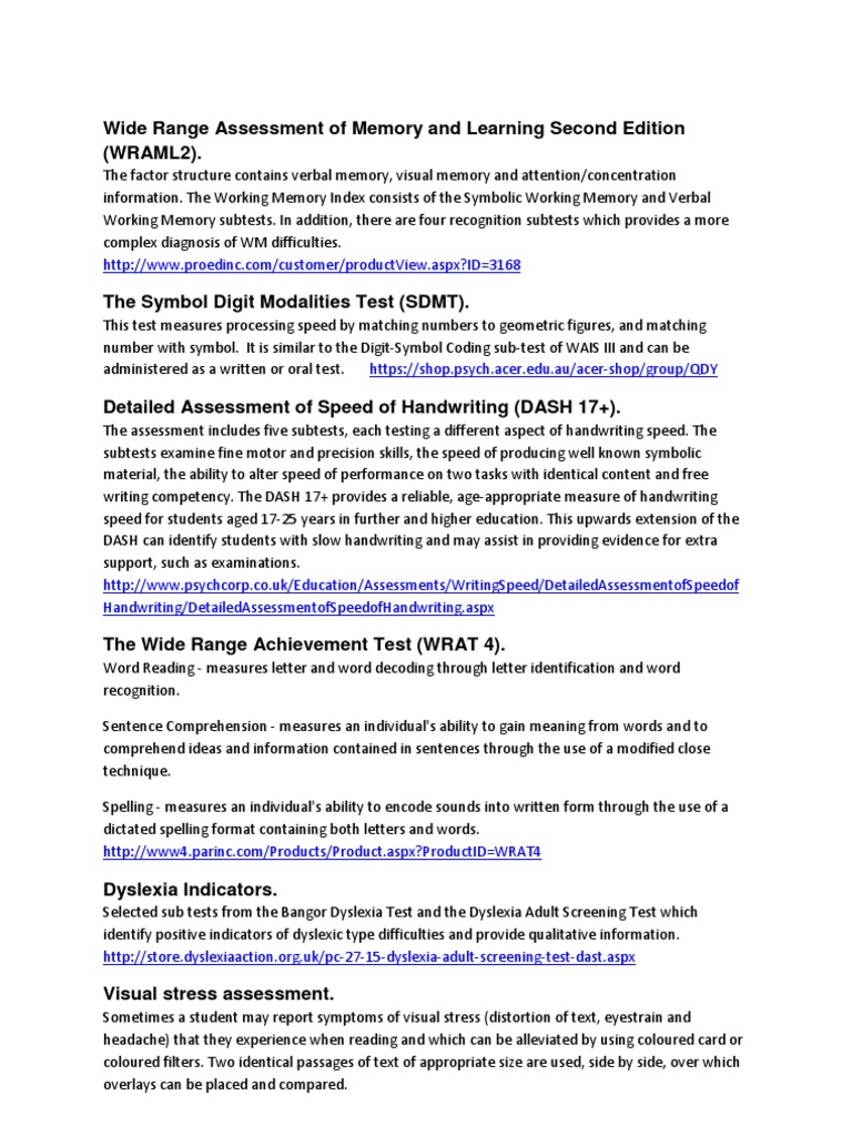 Dyslexia Screening Tests | Dyslexia | Working Memory
