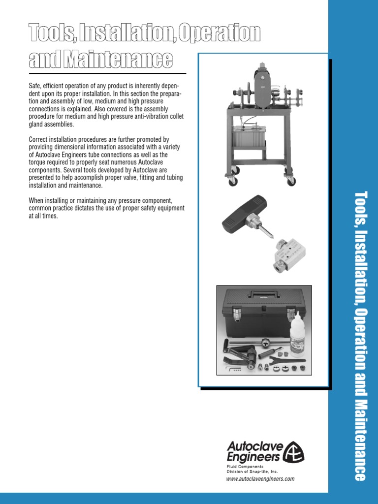 Autoclave Installation and Tooling Guide | PDF | Nut (Hardware) | Valve