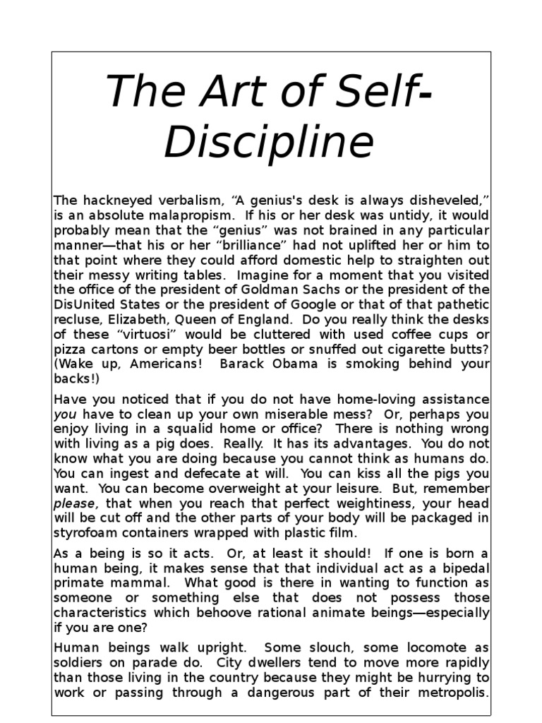 The Art of Self-Discipline | Mind | Psychological Concepts