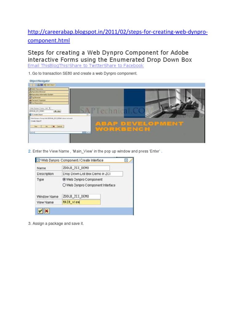Steps For Creating A Web Dynpro Component For Adobe Interactive Forms Using The Enumerated Drop ...