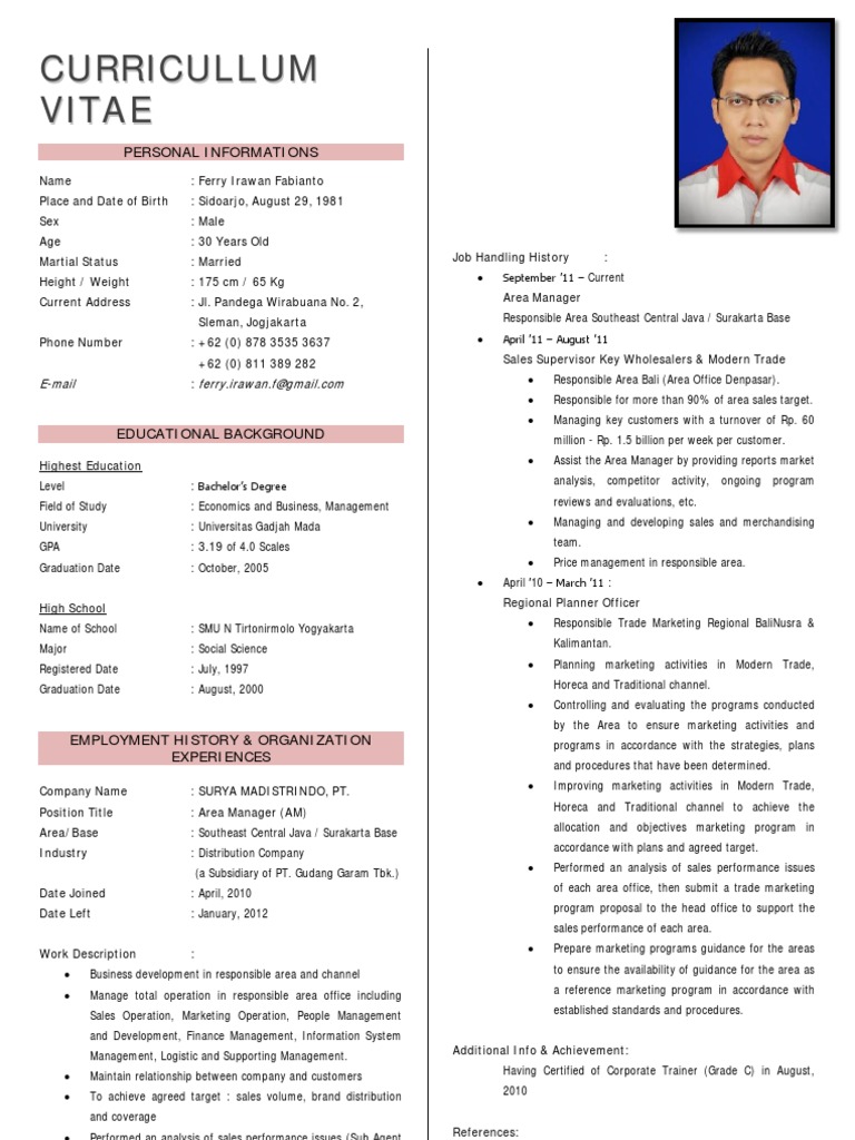 Contoh CV | PDF | Sales | Marketing