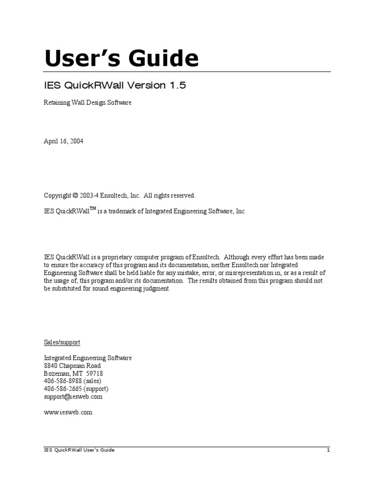 QuickRWall UsersGuide | PDF | Friction | Pressure