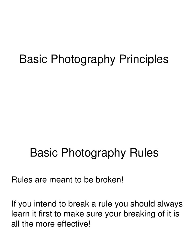 Basic Photography Principles | PDF | Composition (Visual Arts) | Optics