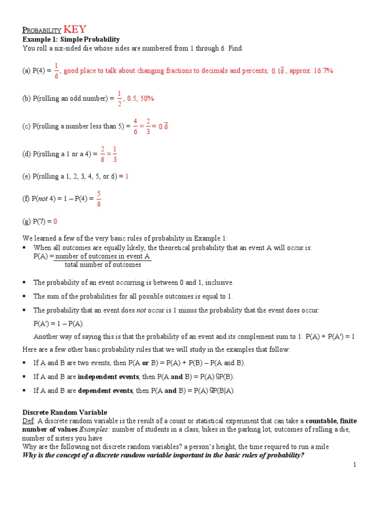 Algebra 2 Probability KEY | PDF | Probability Theory | Probability ...