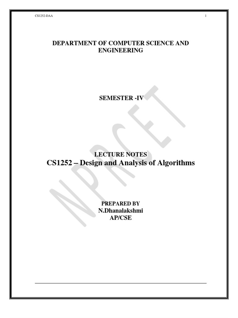 Design and Analysis of Algorithms | PDF | Time Complexity | Recurrence Relation