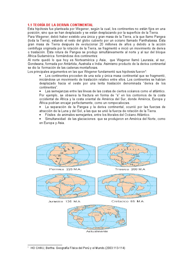 Teoria de La Deriva Continental | PDF | Placas tectónicas | Meteorización