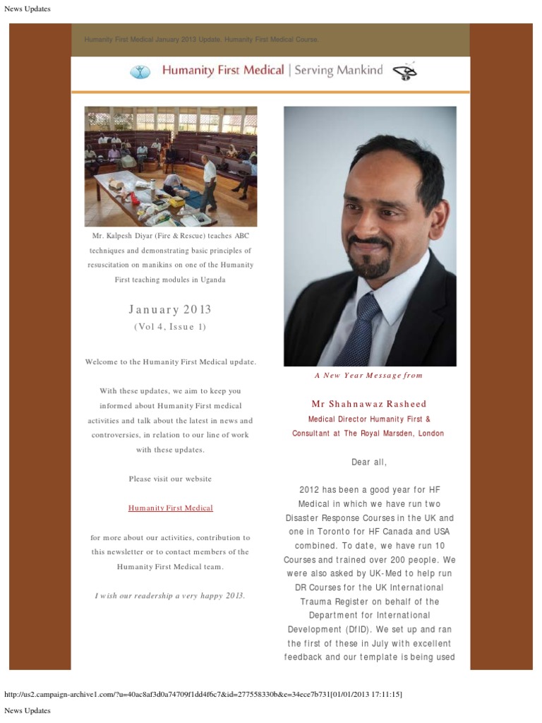 2013 January Humanity First Medical Newsletter | PDF | Volunteering ...