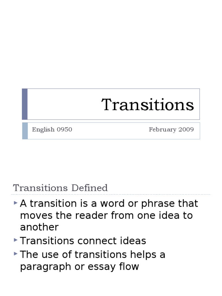 Understanding Transitions in Writing | PDF