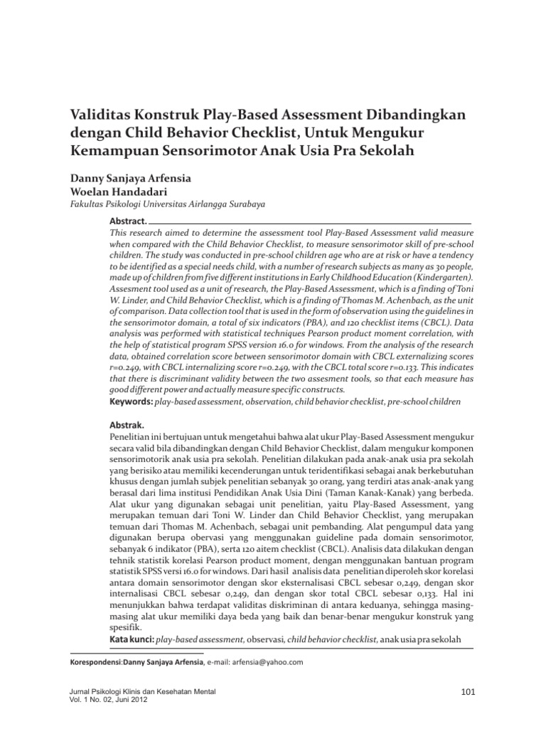 Validitas Play-Based Assessment untuk Anak | PDF | Self-Improvement