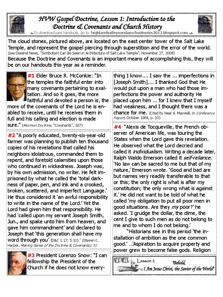 D&C Lesson 1: Introduction To The Doctrine & Covenants and Church ...