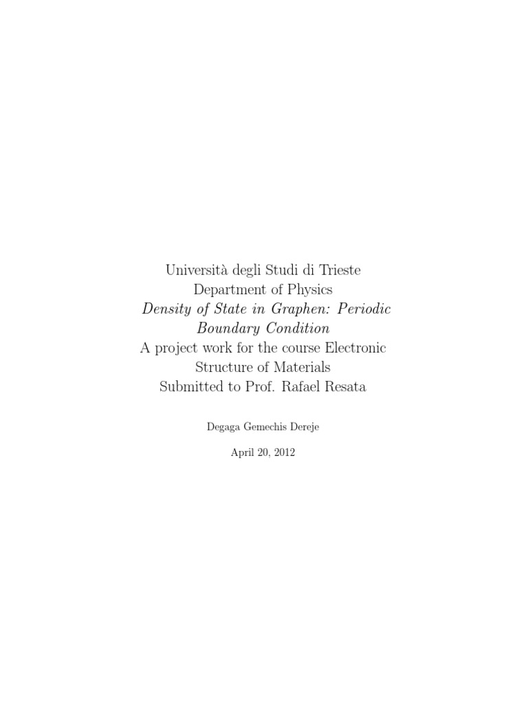 Density of States in Graphene: Periodic Boundary Condition | PDF ...