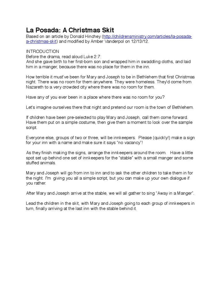 Las Posadas Christmas Skit For Children | PDF | Saint Joseph | Inn