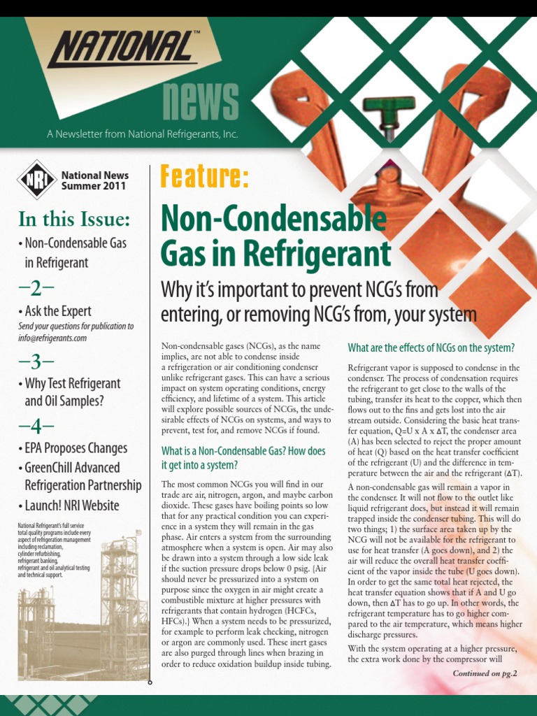 Non Condensable Gas | PDF | Air Conditioning | Heat Transfer