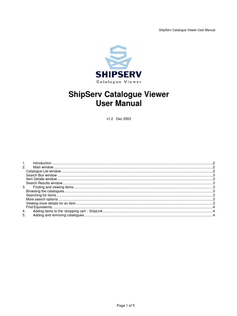 ShipServ Catalogue Viewer Manual | PDF | Computing | Software