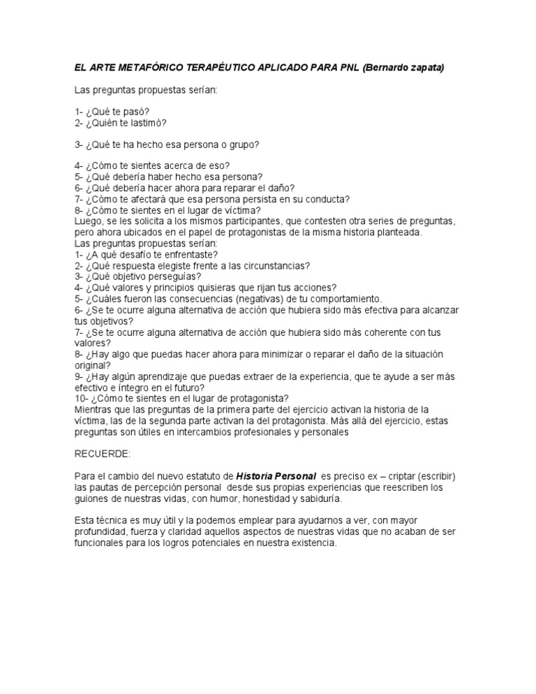 El Arte Metafórico Terapéutico | PDF