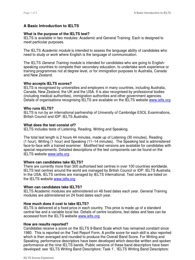 A Basic Introduction To IELTS v2 | PDF | International English Language ...