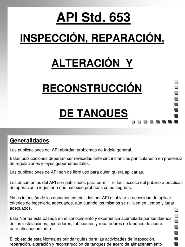normas api | Soldadura | Tanques