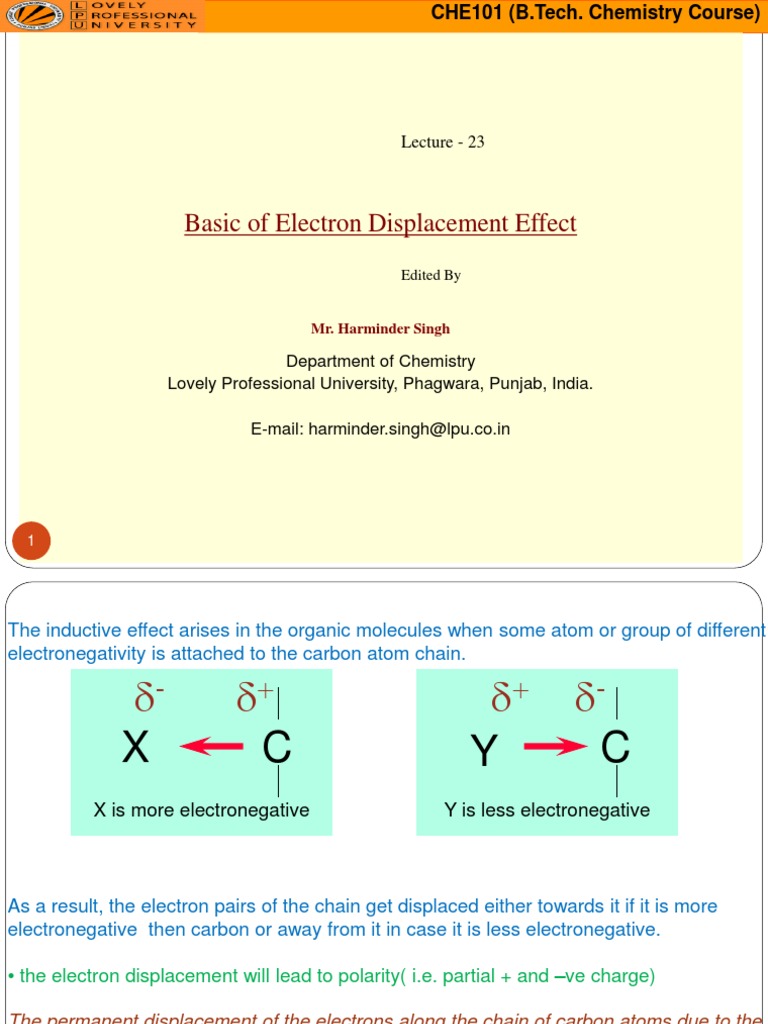 Basics of Electron Displacement Effects | PDF | Chemical Bond ...