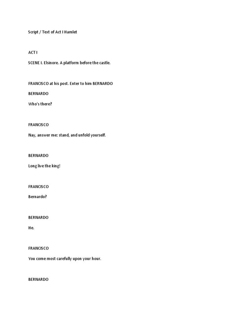 Hamlet Act 1 Script | PDF | Hamlet | Thou