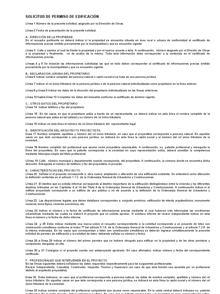 Como Llenar Permiso de Edificación | Propiedad | Arquitecto