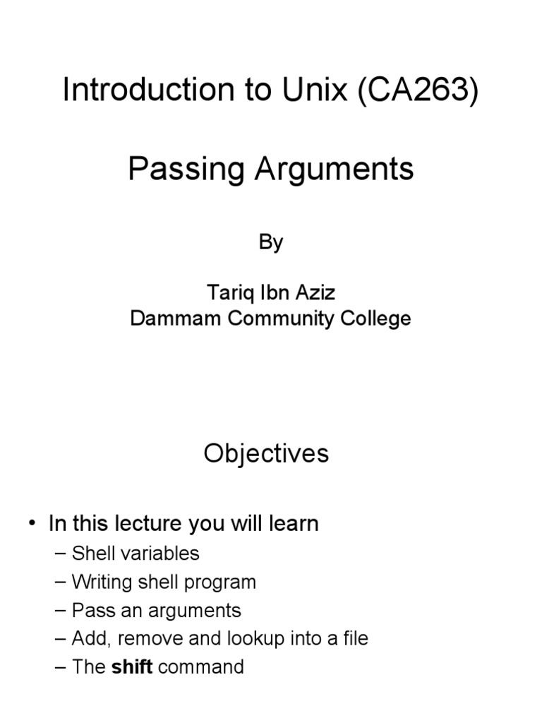 Unix Shell Variables and Argument Passing | PDF