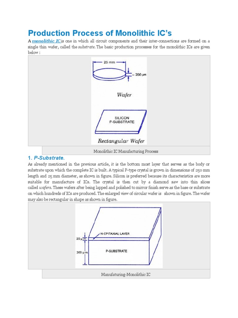 Production Process of Monolithic IC | PDF | P–N Junction | Wafer ...