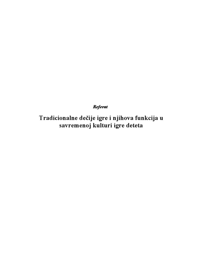 Tradicionalne Decije Igre | PDF
