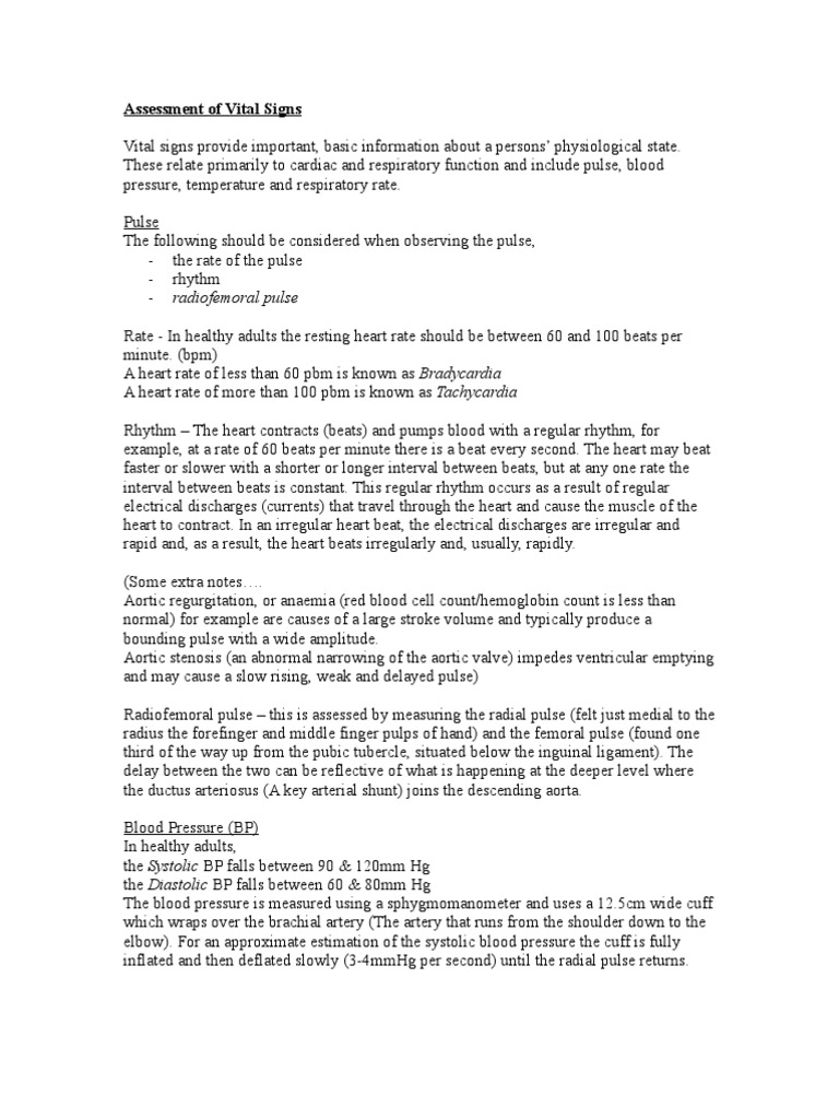 Assessment of Vital Signs&GCS | Download Free PDF | Pulse | Heart