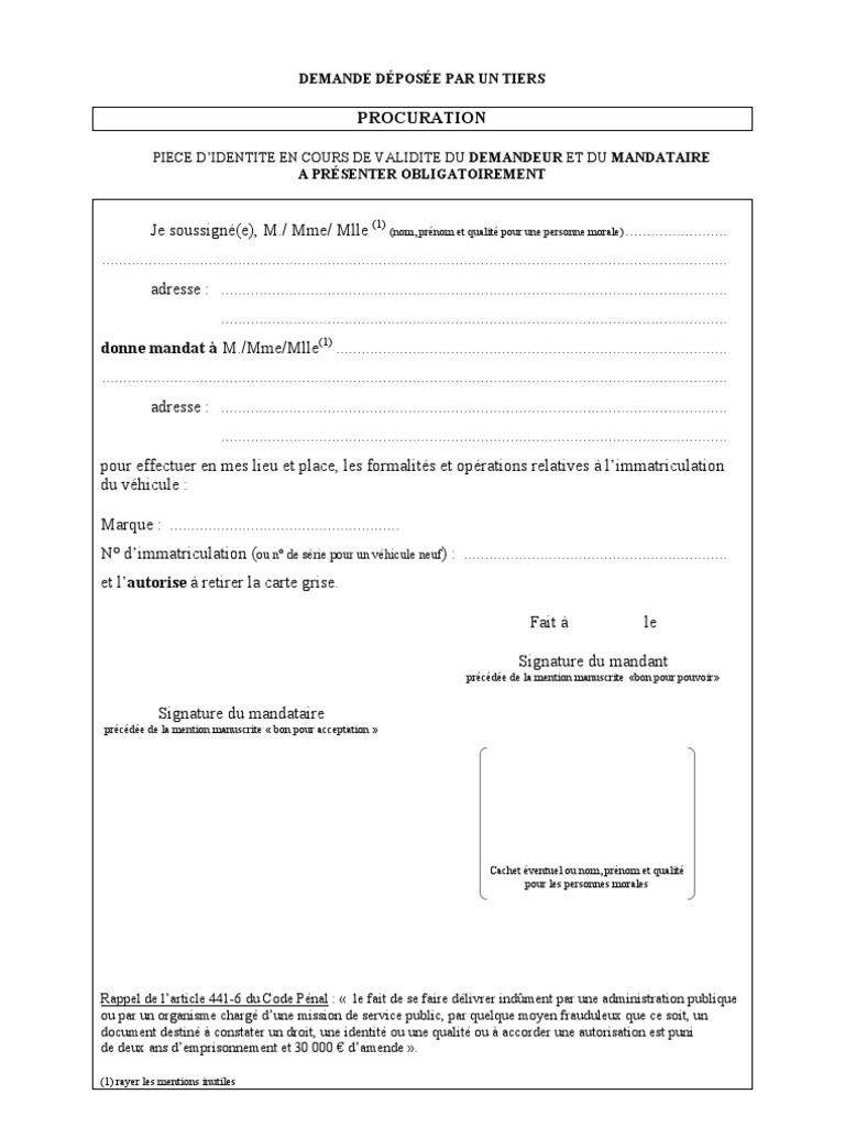 Procuration Modele | PDF | Institutions sociales | Sciences sociales
