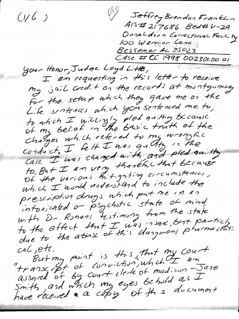Jeffrey Franklin Prison Letter | PDF | Home & Garden