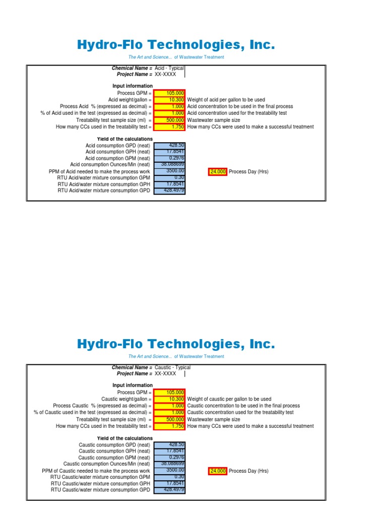 Chemical Dosing Calculations for Treatment | PDF | Technology & Engineering