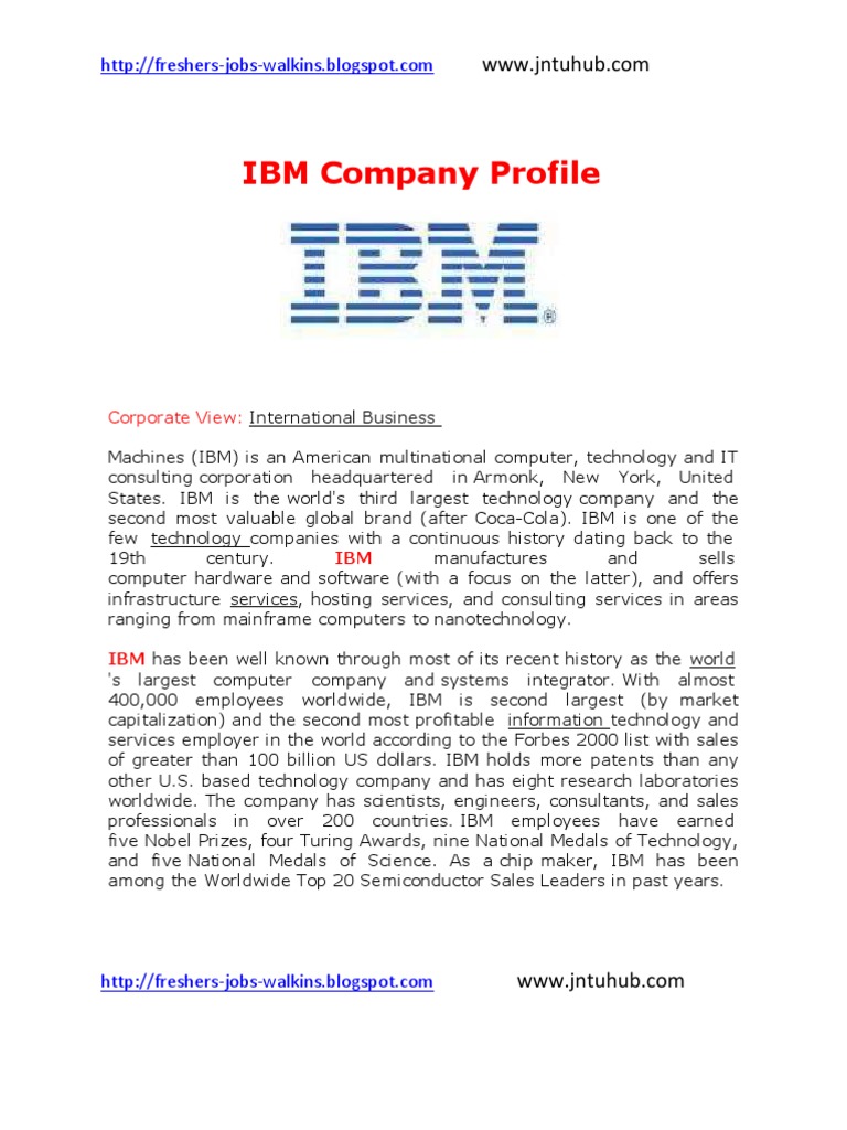 IBM Company Overview and Placement Info | PDF | Ibm | Software Engineering
