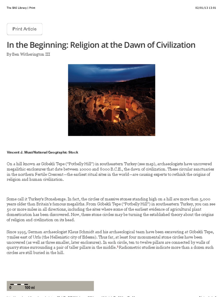 In The Beginning - Religion at The Dawn of Civilization | PDF ...