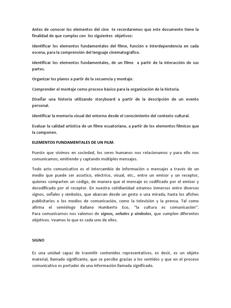 Elementos Del Cine | PDF | Guión | Fotografía aérea
