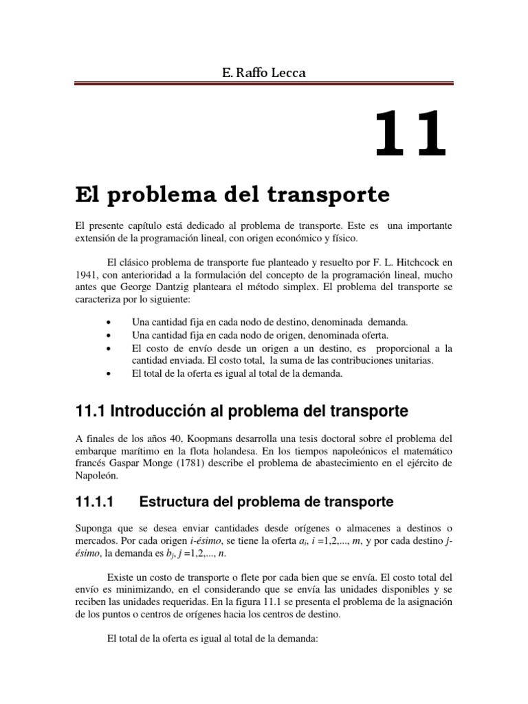 El Problema de Transporte | PDF | Programación lineal | Determinante