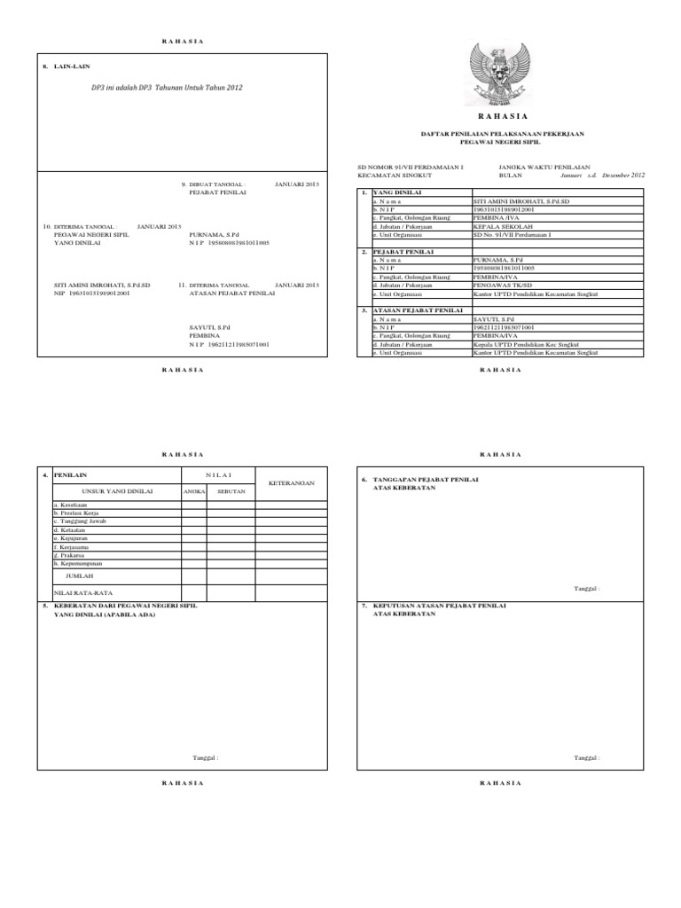 Contoh Format DP3 Excel | PDF